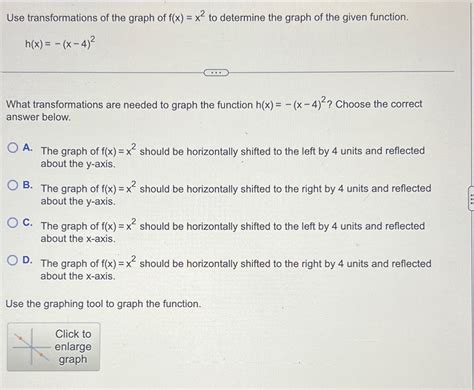 Solved Use Transformations Of The Graph Of Fxx2 ﻿to