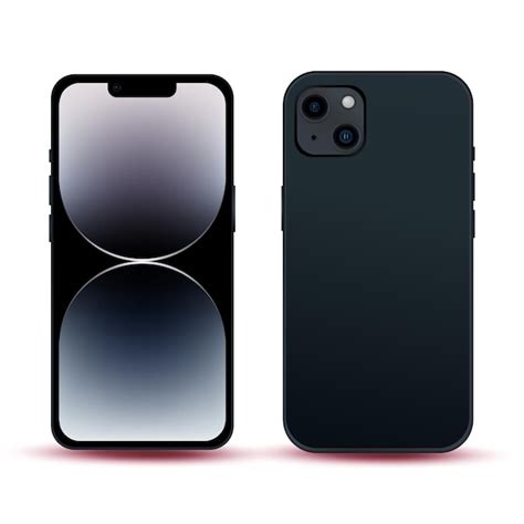 흰색 배경 벡터에 웹 디자인을 위한 검은색 스마트폰 모델 전화 14 It 산업 참신 원래 벽지 모형 프리미엄 벡터