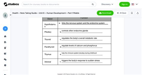 Health Note Taking Guide Unit 6 Human Development Part 1