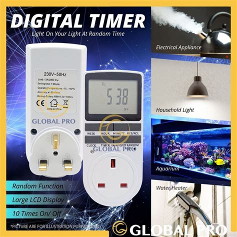 Global Pro Premium 7 Day Programmable Digital Timer 24 Hour Digital Plug In Timer Socket For