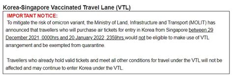 South Korea Suspends Vtl Until 21 Jan 2022 Existing Ticketholders