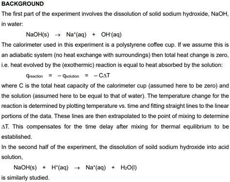SOLVED BACKGROUND The First Part Of The Experiment Involves The Dissolution Of Solid Sodium