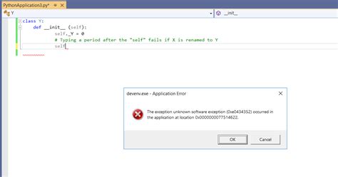 Visual Studio Crashes When Typing Python Code · Issue 6076