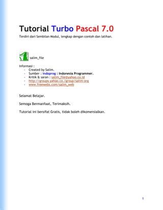 Pascal Tutorialtpascal701 PDF