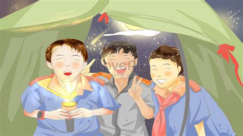 밤의 여름 캠프 일러스트 무료 다운로드 Lovepik