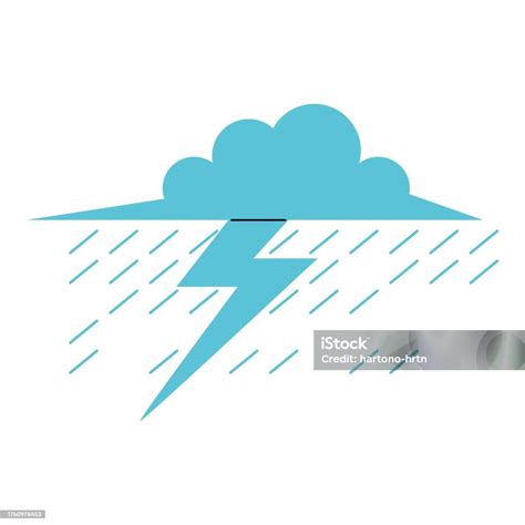 플랫 라인 뇌우 자연 재해 테마와 평평한 선 벡터 스타일을 가진 벡터 그림입니다 편집 가능한 벡터 개념에 대한 스톡 벡터 아트