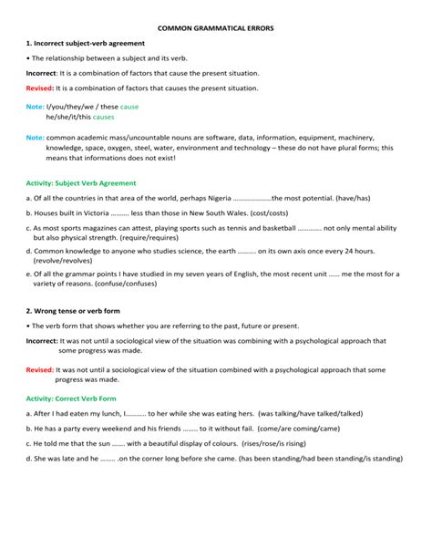 common grammatical errors a guide to correct usage