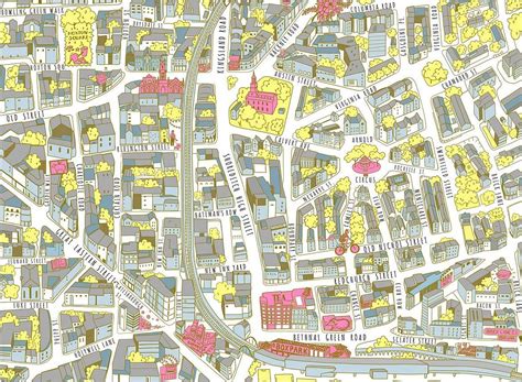 Illustrated Shoreditch Walking Map Katherine Kannon Illustration