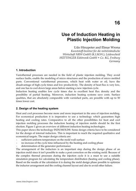 Pdf Intech Use Of Induction Heating In Plastic Injection Molding Dokumen Tips