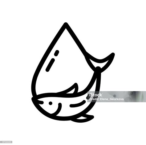 흰색 배경에 고립 된 생선 기름 아이콘 비타민 오메가 3 템플릿 방울과 생선 실루엣 건강관리와 의술에 대한 스톡 벡터 아트 및