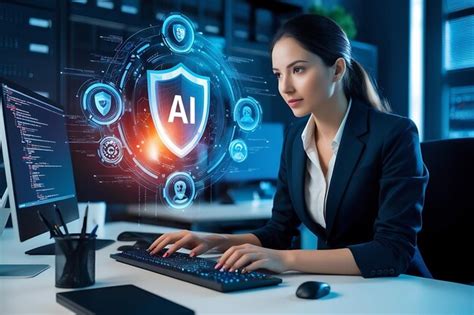 Ai Cybersecurity Concept Female It Specialist Analyzing Digital Threats Premium Ai Generated Image