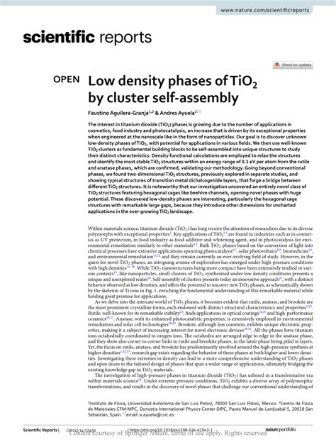 Pdf Low Density Phases Of Tio2 By Cluster Self Assembly