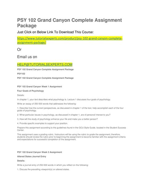 Ppt Psy 102 Grand Canyon Complete Assignment Package Powerpoint