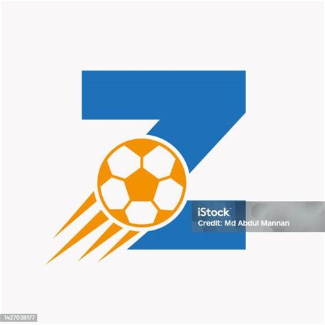 초기 편지 Z 축구 로고 개념 움직이는 축구 아이콘 축구 로고 타입 기호 벡터 템플릿 Championship에 대한 스톡 벡터 아트 및 기타 이미지
