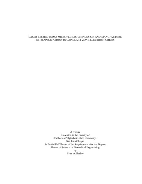 Pdf Laser Etched Pmma Microfluidic Chip Design And Manufacture With