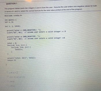 Answered The Program Below Reads Two Integers N And M From The User Assume The User Enters Non