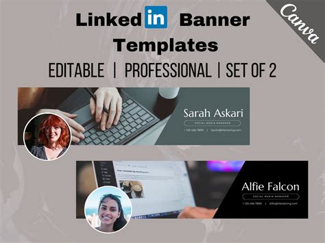 Linkedin Banner Canva Editable Template Minimalist Banner Design Profile Branding Header