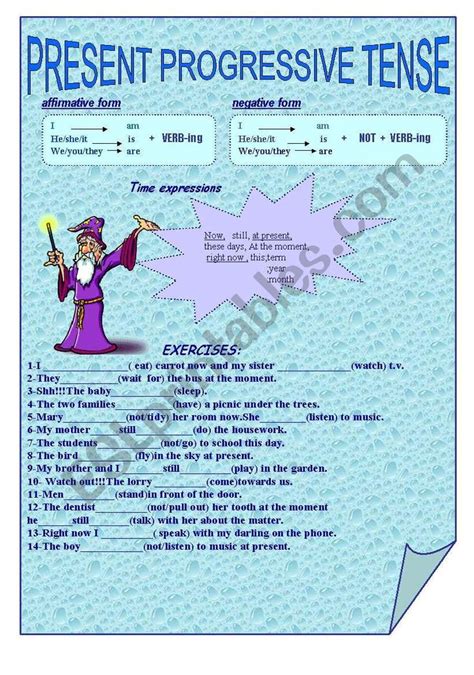 Present Progressive Tense Worksheet
