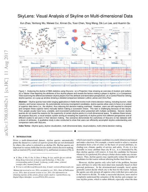 Skylens Visual Analysis Of Skyline On Multi Dimensional Data Deepai