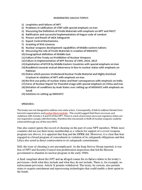 Moderated Caucus Topics Pdf