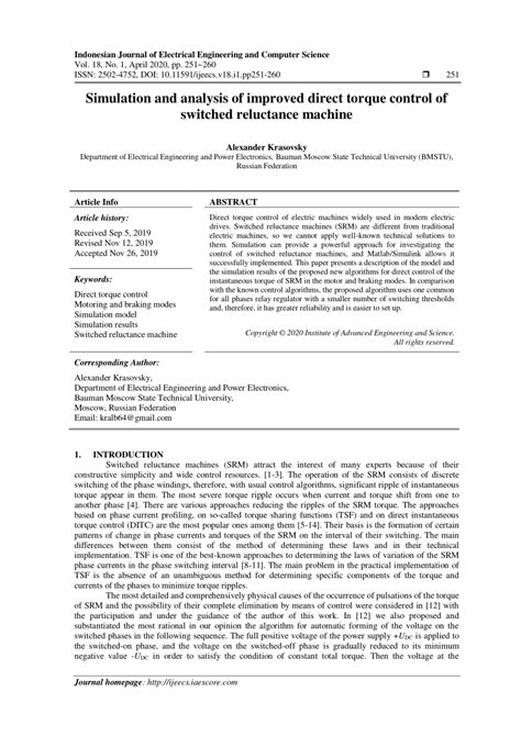 Pdf Simulation And Analysis Of Improved Direct Torque Control Of Switched Reluctance Machine