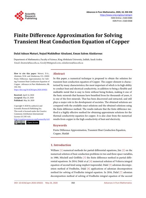 Download Pdf Finite Difference Approximation For Solving Transient