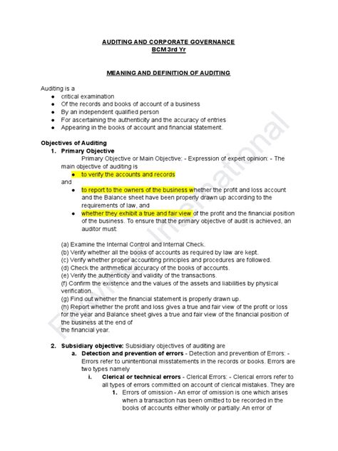 Bcom 6th Sem Auditing Pdf Audit Financial Audit