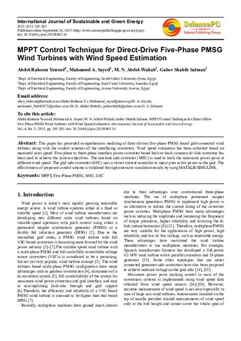 Pdf International Journal Of Sustainable And Green Energy Mppt Control Technique For Direct