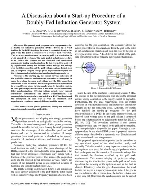 A Discussion About A Start Up Procedure Of A Doubly Fed Induction Generator System Pdf Power