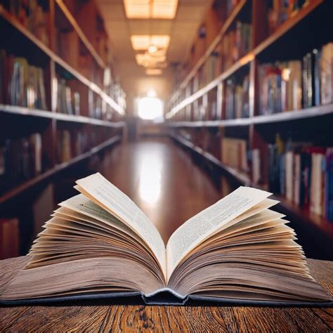 book in library with open textbook premium ai generated image