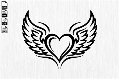Angel Wings Heart Svg Angel Svg Design Graphic By Blackcatarea