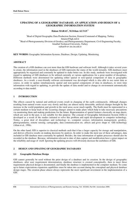 Pdf Updating Of A Geographic Database An Application And Design Of A Geographic Information