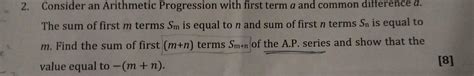 Solved Consider An Arithmetic Progression With First Term Chegg