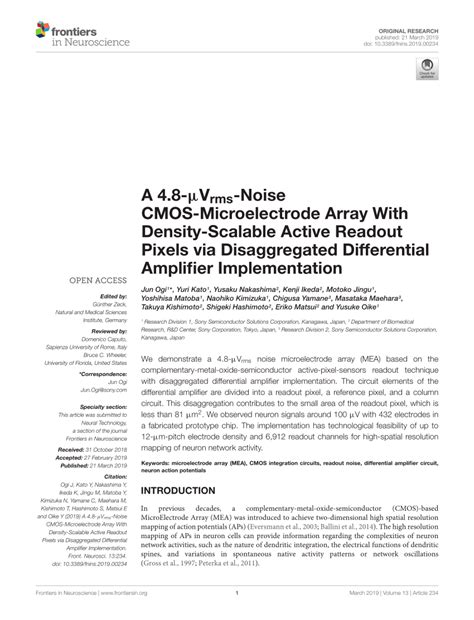 pdf a 4 8 μvrms noise cmos microelectrode array with density scalable