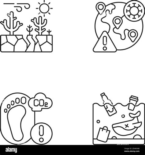 Global Warming Linear Icons Set Stock Vector Image Art Alamy