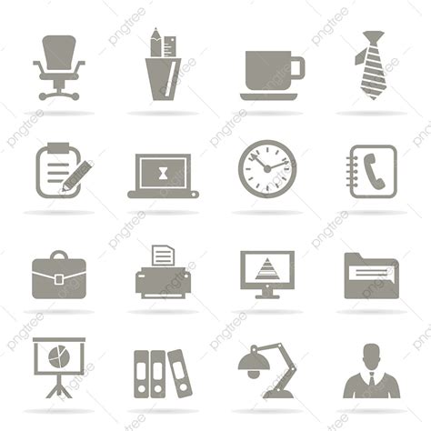 Set Of Icons Office Business Girl House PNG And Vector With Transparent Background For Free