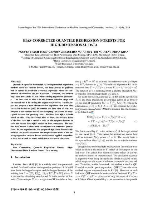 Pdf Bias Corrected Quantile Regression Forests For High Dimensional Data