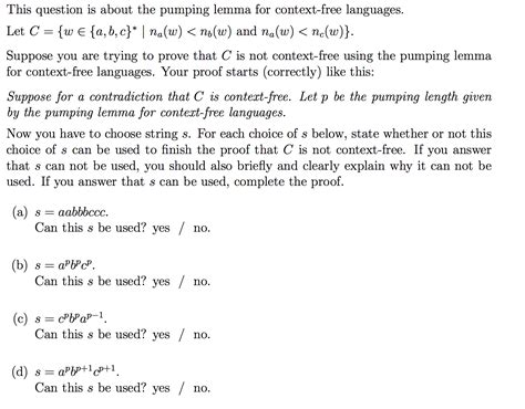 Solved This Question Is About The Pumping Lemma For Chegg