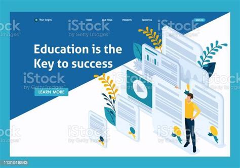 아이소메트릭 개념적 교육과 코칭은 성공의 열쇠입니다 학위와 지식 웹사이트 템플릿 랜딩 페이지 개발에 대한 스톡 벡터 아트 및 기타 이미지 Istock