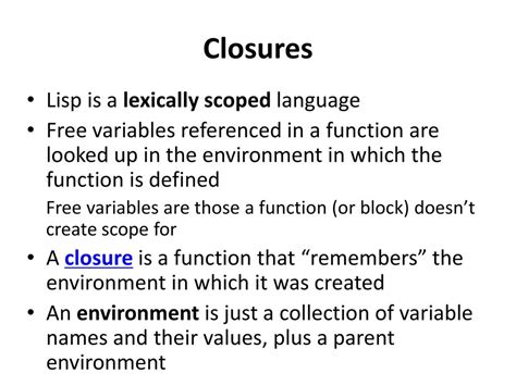 Variables Environments And Closures Ppt Download
