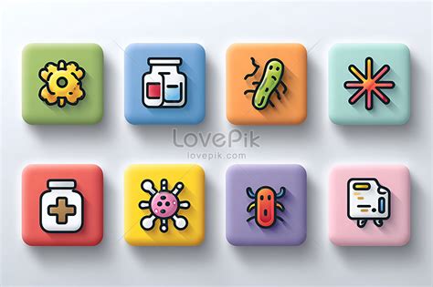 Ocho íconos Que Muestran Elementos Biológicos Médicos