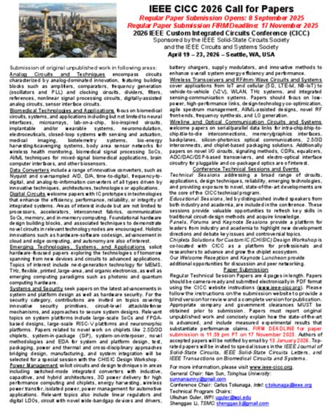 2026 Ieee Custom Integrated Circuits Conference Ieee Cass