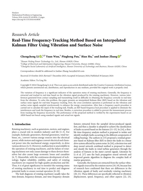 Pdf Real Time Frequency Tracking Method Based On Interpolated Kalman Filter Using Vibration
