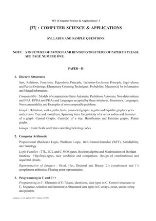 Computer Sci Applicat Set Syllabus PDF