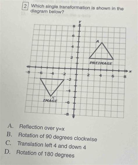 2 Which Single Transformation Is Shown In The Diagram Below A Reflection Over Y X B Rot [math]