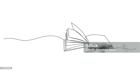 열린 책의 연속 단일 선 그리기 드로잉에 대한 스톡 벡터 아트 및 기타 이미지 드로잉 문학 열다 Istock