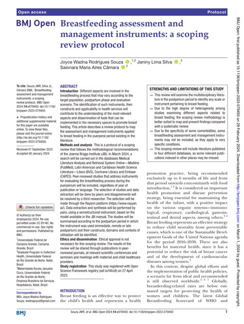 Pdf Breastfeeding Assessment And Management Instruments A Scoping