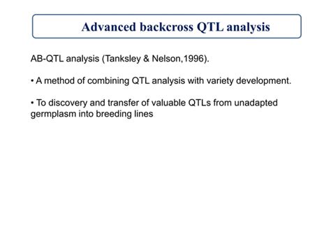 Qtl Analysis And Its Mapping