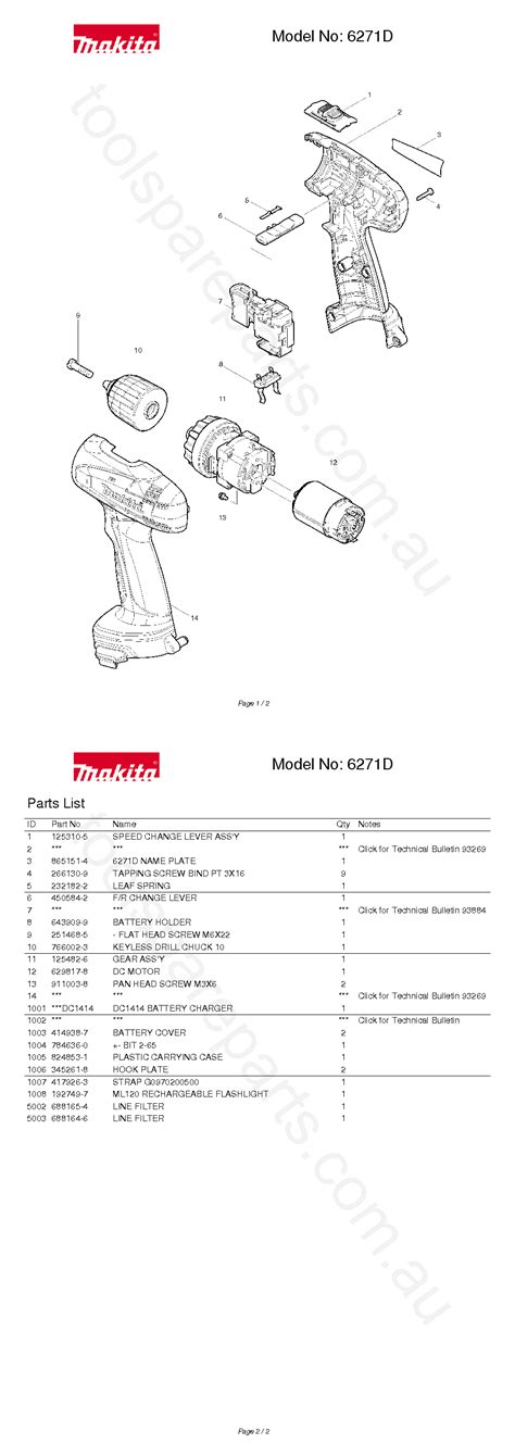 Makita 6271D Spare Parts