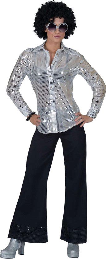 Zilverkleurige Disco Blouse Met Lovertjes Voor Vrouwen Volwassenen Kostuums Bol Com